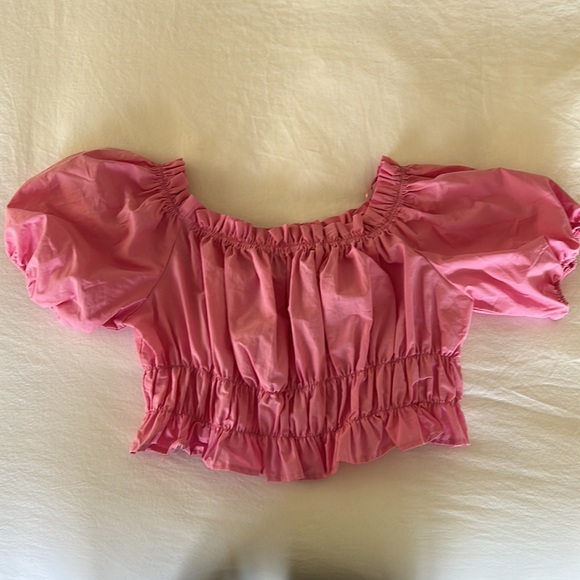 Zara | Tops | Zara Pink Puff Sleeve Top | Poshmark